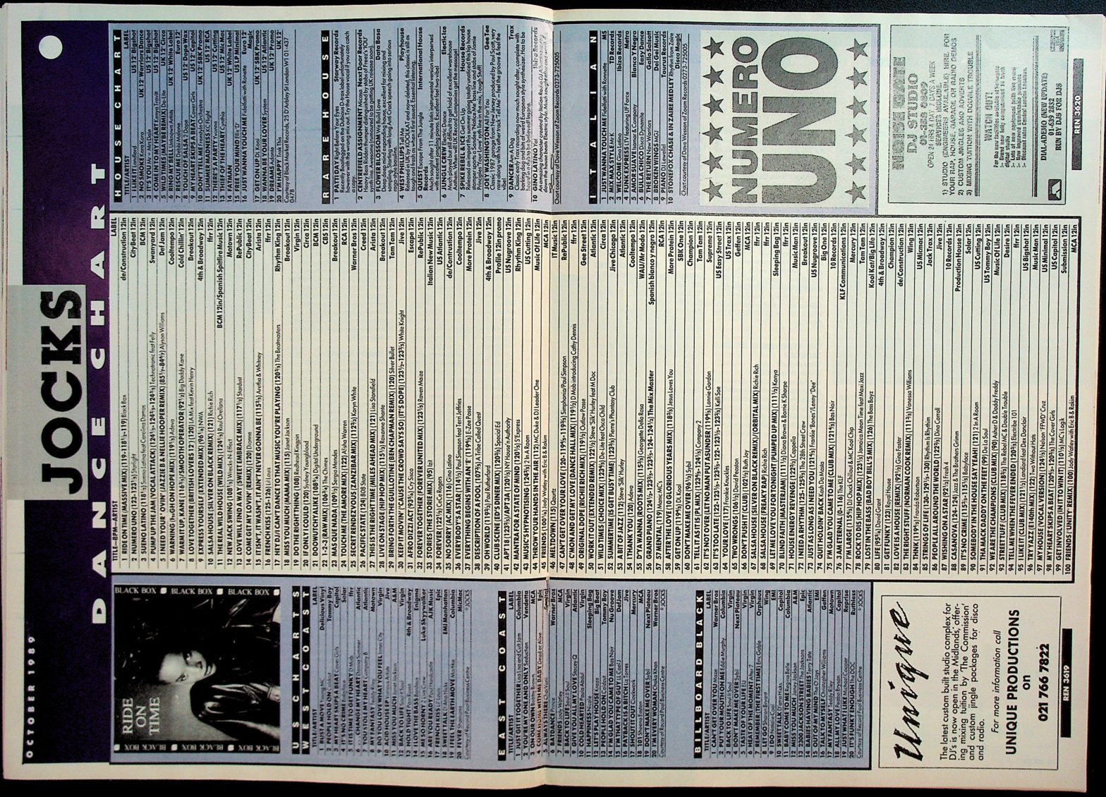 October 1989, Jocks Magazine Dance Charts – audio.out